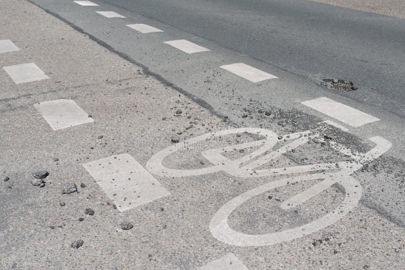 Bike path with pothole stock image. Image of path, damage - 46425089