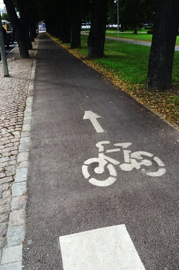 Bike path sign and arrow stock photo. Image of bike - 129280006