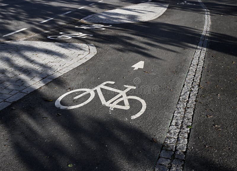 Bike Path Signs on the Asphalt Stock Photo - Image of health, asphalt ...