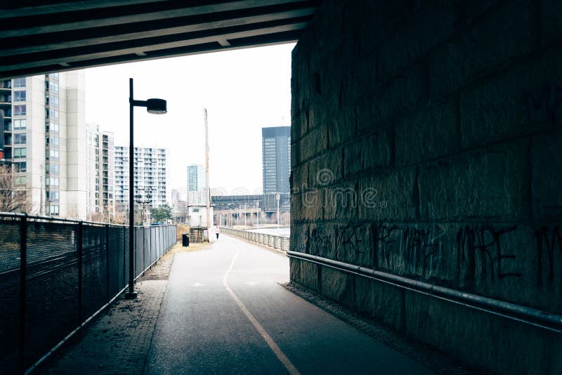 Bike Path Under an Overpass in Philadelphia, Pennsylvania. Stock Photo ...