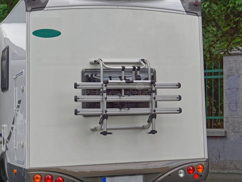 Bike rack camper stock photo. Image of bike, aluminium - 199285200