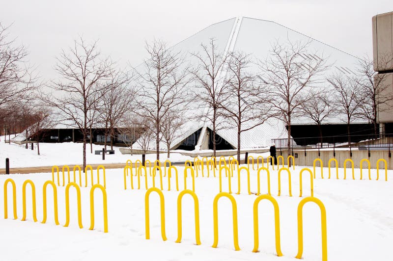 Bike rack in campus stock image. Image of winter, snow - 7095763
