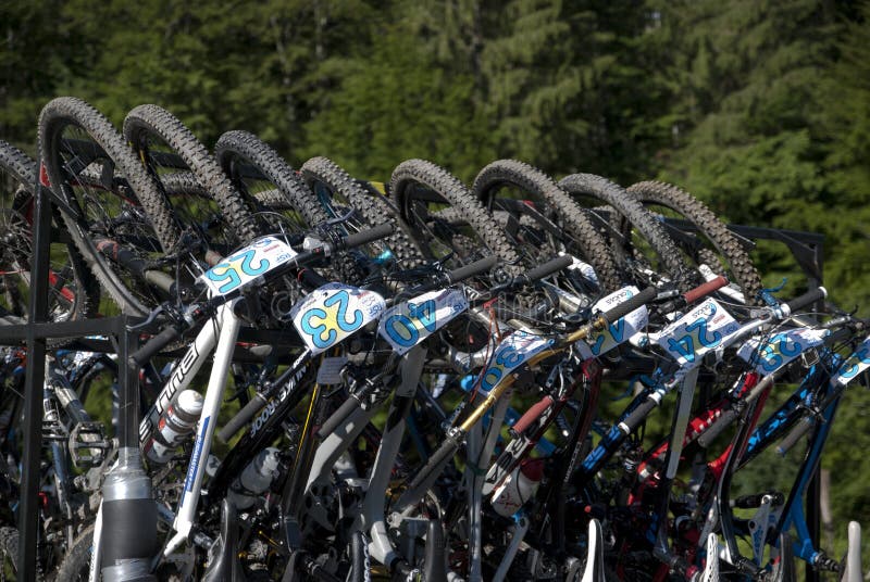 Bike rack editorial photo. Image of mountains, enduro - 50394326