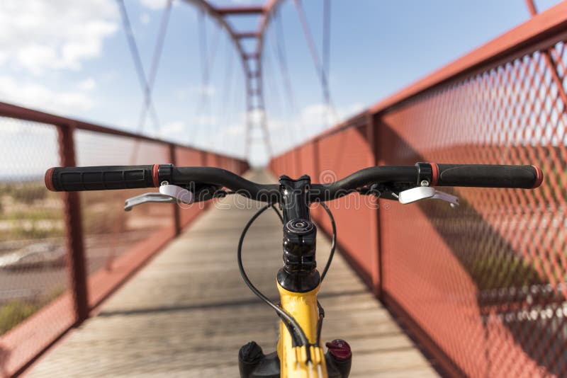 Bike rider in bridge stock photo. Image of bicycle, close - 117734384