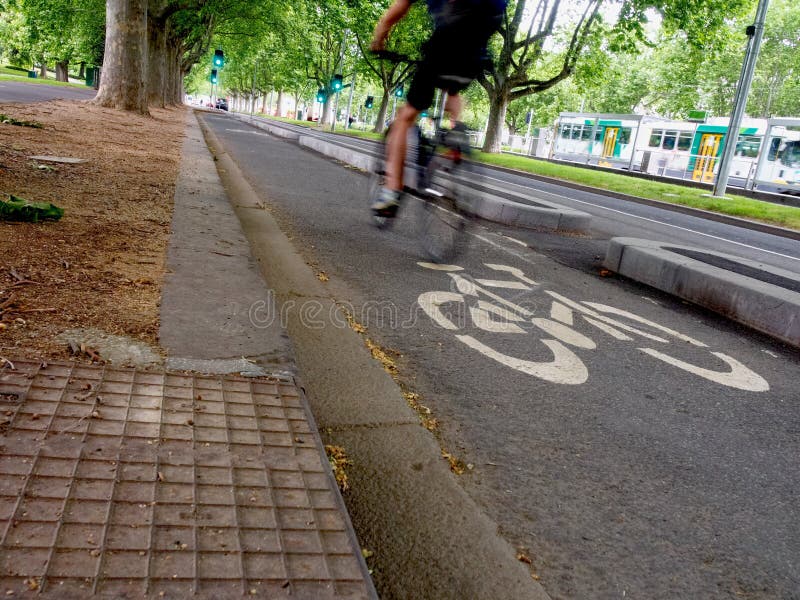 Bike rider in Melbourne stock photo. Image of commute - 34983308