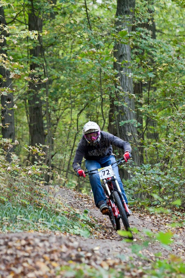 Bike Riders at Downhill Competition. Editorial Stock Photo - Image of ...