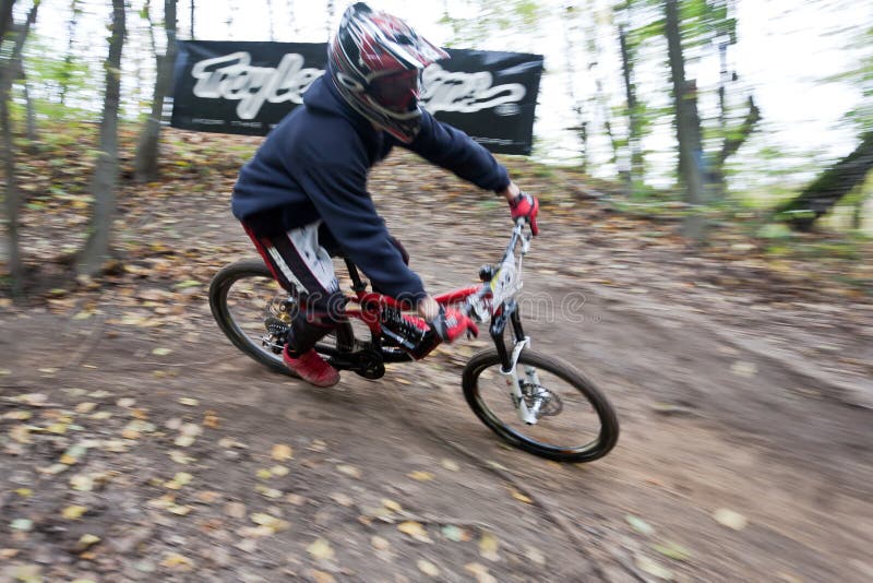 Bike Riders at Downhill Competition. Editorial Stock Photo - Image of ...