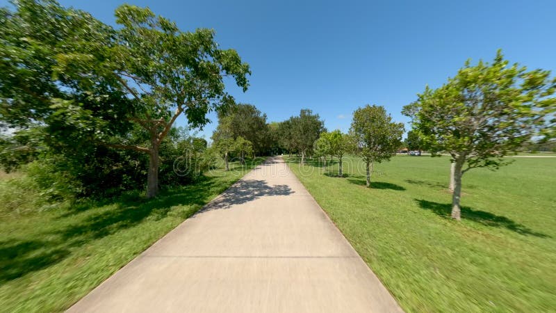 Bike Riding at about 15mph Forward Motion on a Greenway Trail Stock ...