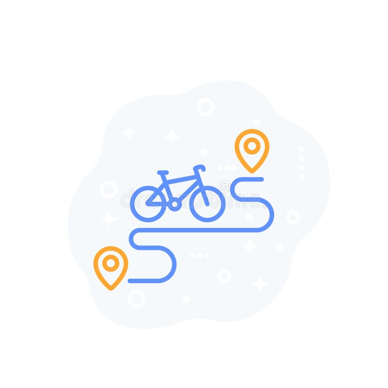 Bike and Route, Line Vector Icon Stock Vector - Illustration of linear ...