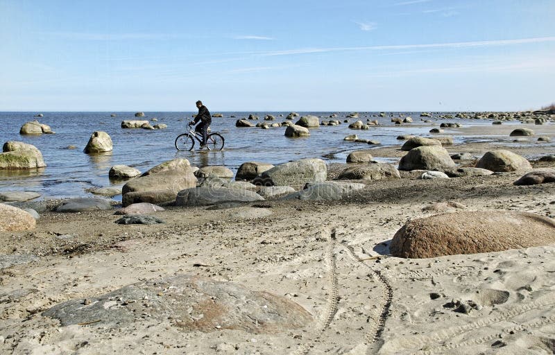 Bike at the sea. stock photo. Image of caucasian, coastline - 43226996