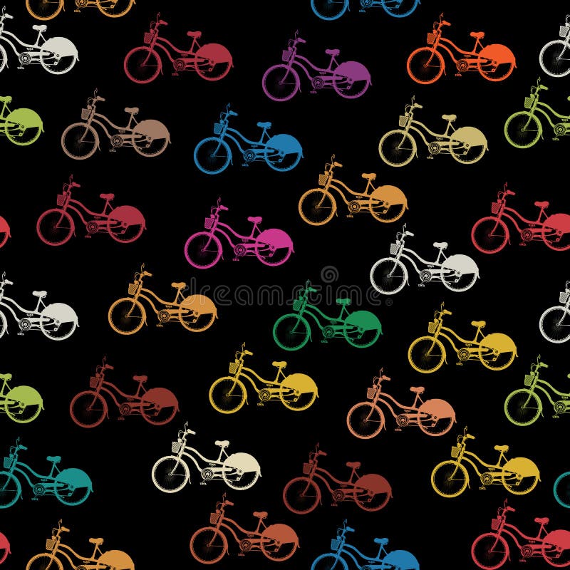 Vector Seamless Pattern with Bicycles Stock Vector - Illustration of ...