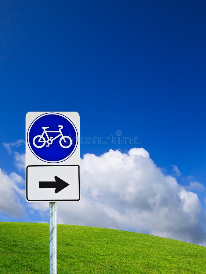 Bike sign stock image. Image of blue, road, pole, bicycle - 19505877