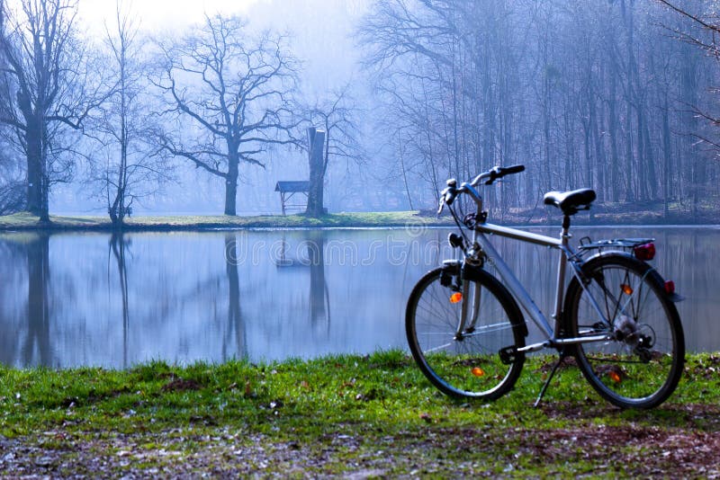 Bike in spring morning stock image. Image of lake, nature - 24093311