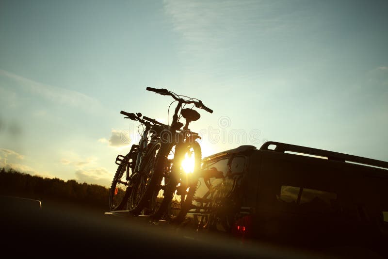 Bike Transportation - Two Bikes on the Back of a Car Stock Photo ...