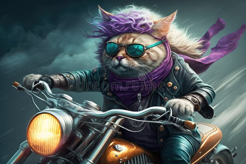 Biker Dog Riding Shotgun on Motorcycle, with View of Scenic Landscape ...