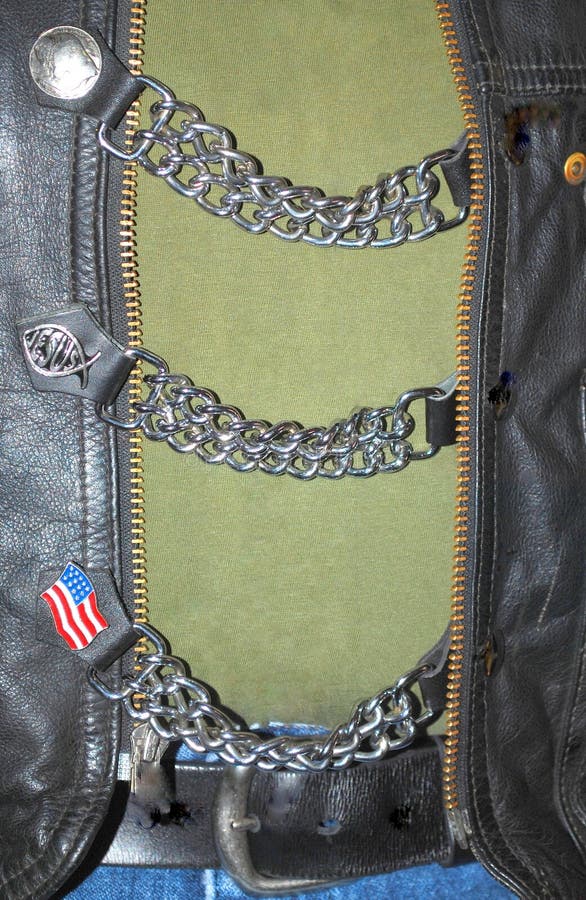 Biker club leather vest. stock image. Image of gang, male - 76262545