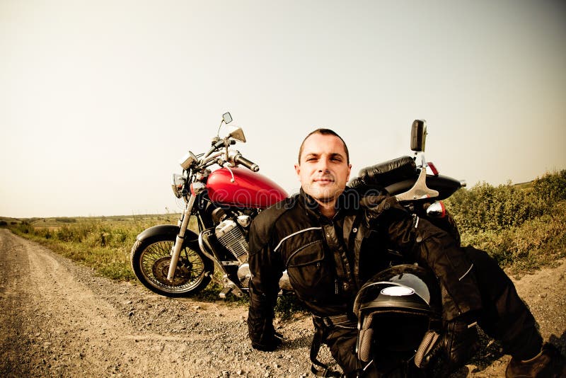 Biker on the country road stock image. Image of motorcyclist - 27990723