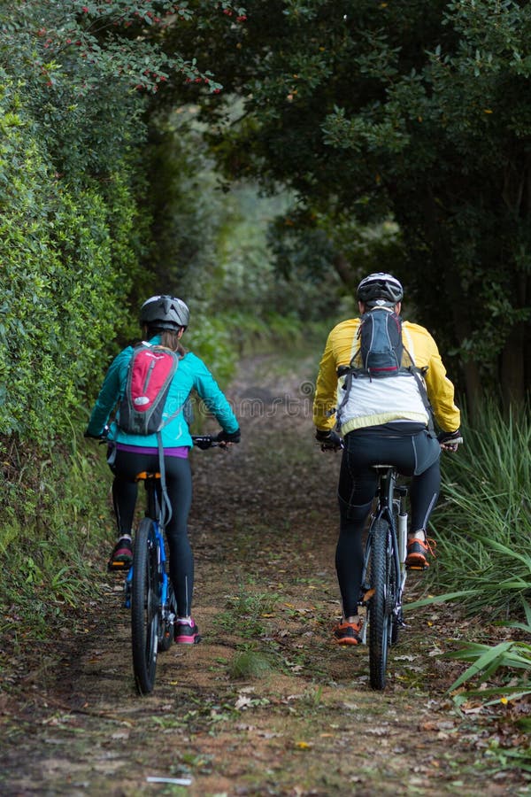 Biker Couple Cycling in Countryside Stock Image - Image of exercise ...