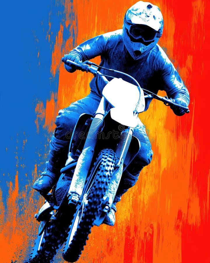 Biker in Action on a Vibrant Background with Solid Colors and Dynamic ...
