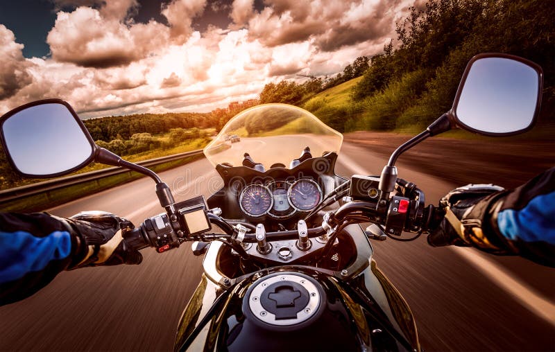 Biker First-person View, Mountain Pass in Norway Stock Image - Image of ...