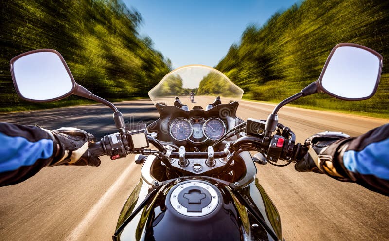 Biker First-person view stock image. Image of motorcycle - 67402017