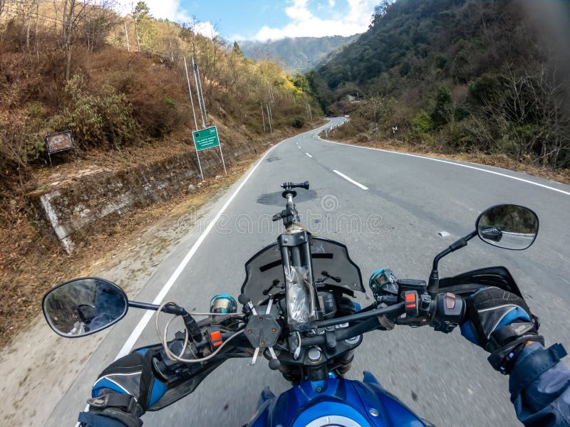 Biker Going Up the a Road in Arunachal Stock Image - Image of beautiful ...