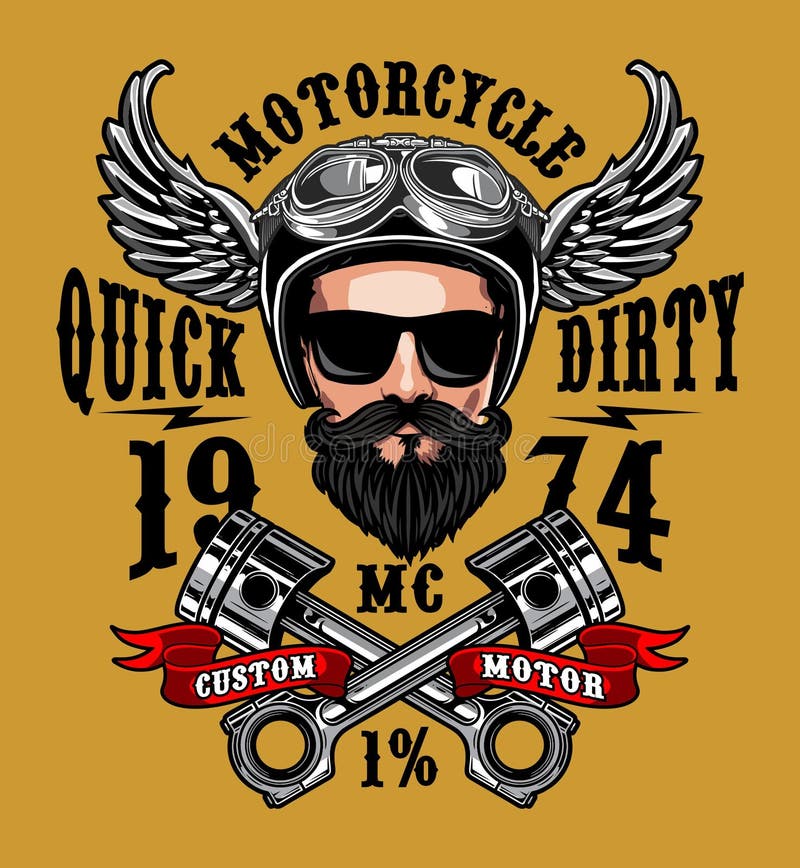 Biker for graphic design stock vector. Illustration of vintage - 264457530