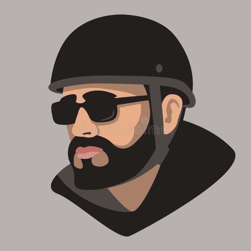 Biker in Helmet Face Vector Illustration Flat Stock Vector ...
