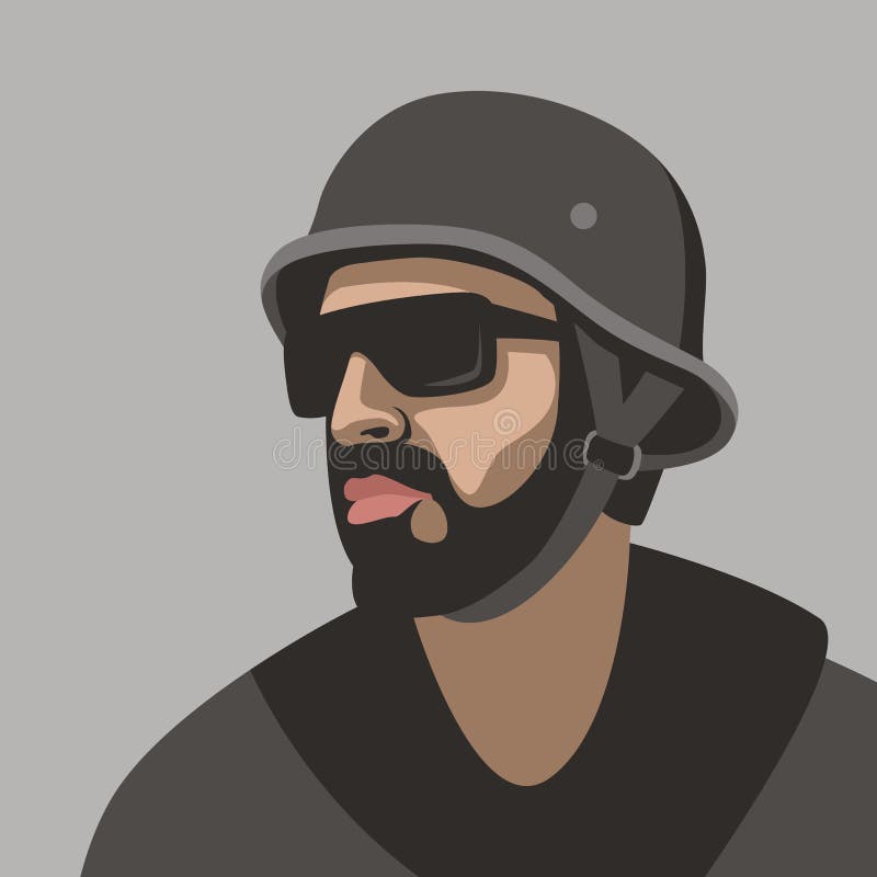 Biker in Helmet Face Vector Illustration Flat Stock Vector ...