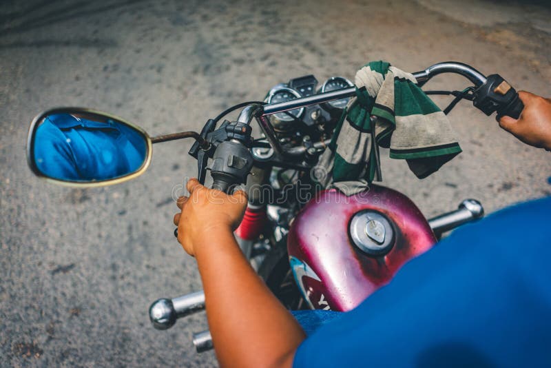 Biker in the mirror stock photo. Image of speed, ride - 181535584