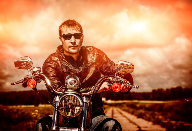 Biker on a motorcycle stock image. Image of adventure - 34193537