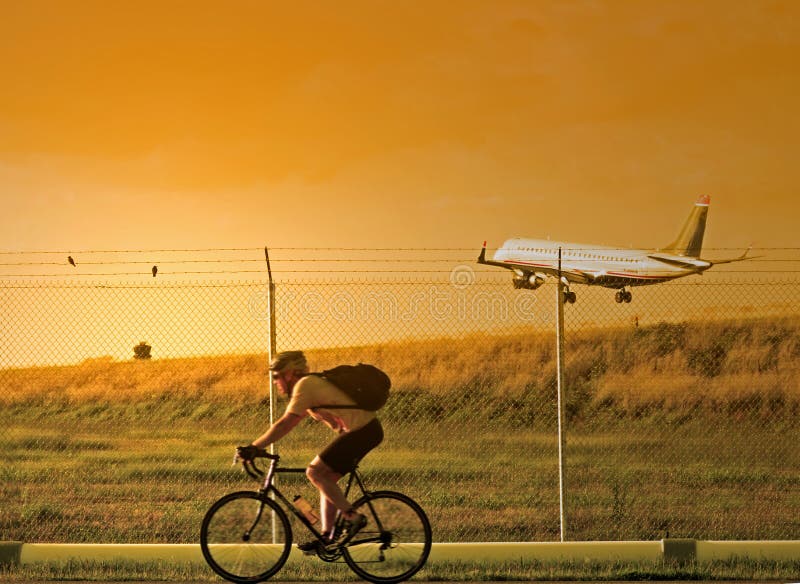Biker and Plane stock photo. Image of extreme, airplane - 5973416