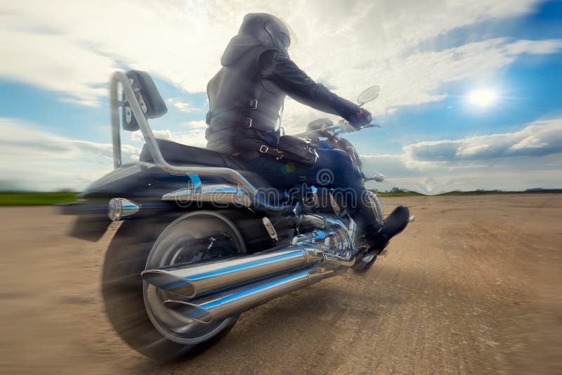 Biker Racing on the Road on a Motorcycle Stock Photo - Image of iron ...