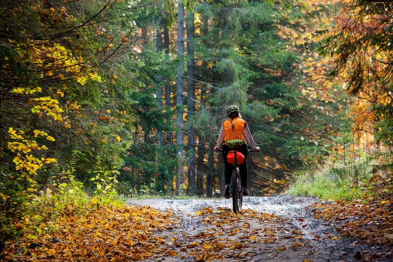 Biker Riding in Autumn Mountains Stock Image - Image of mountain ...