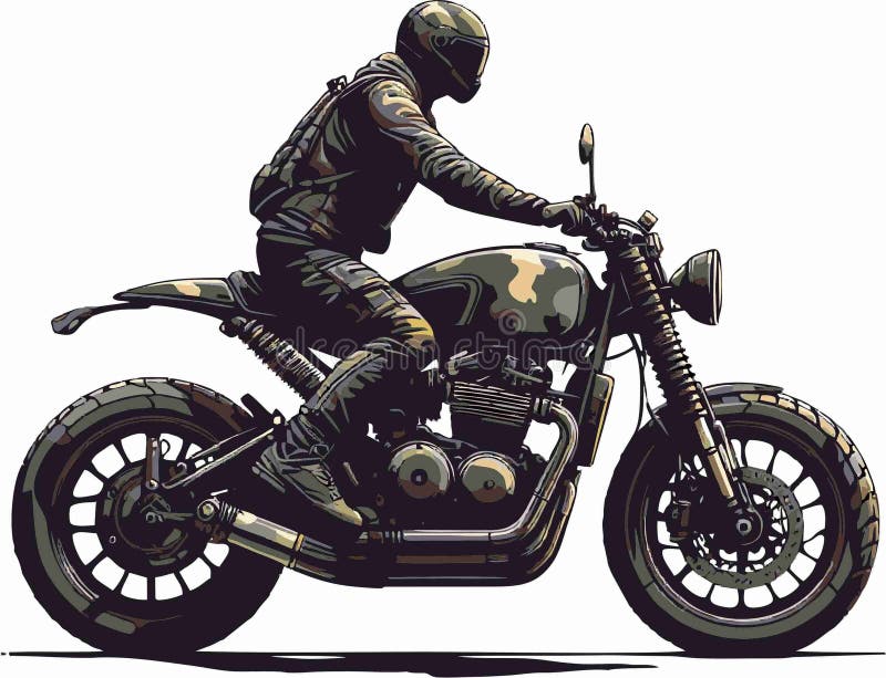 Biker Riding Camo Motorcycle Stock Vector - Illustration of custom ...