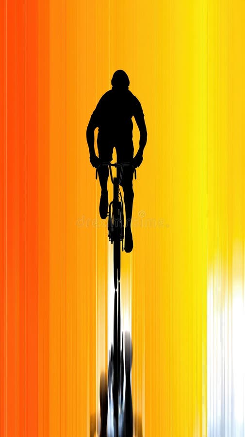 Biker Riding through a Vibrant Gradient Road Print with a Solid ...