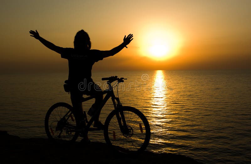 Biker on sunset. stock photo. Image of biker, loneliness - 10841444