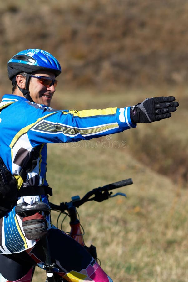 Biker to show the way stock image. Image of extreme, competitor - 1337415