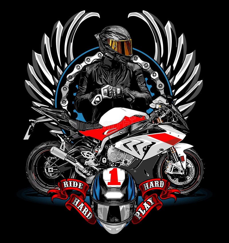 Biker for graphic design stock vector. Illustration of drawing - 264457551