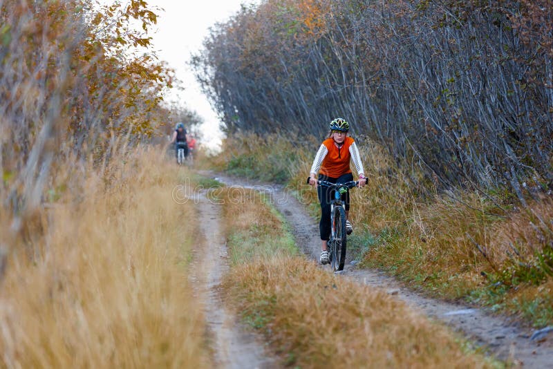 Bikers Travel in Difficult Conditions in Autumn Stock Photo - Image of ...