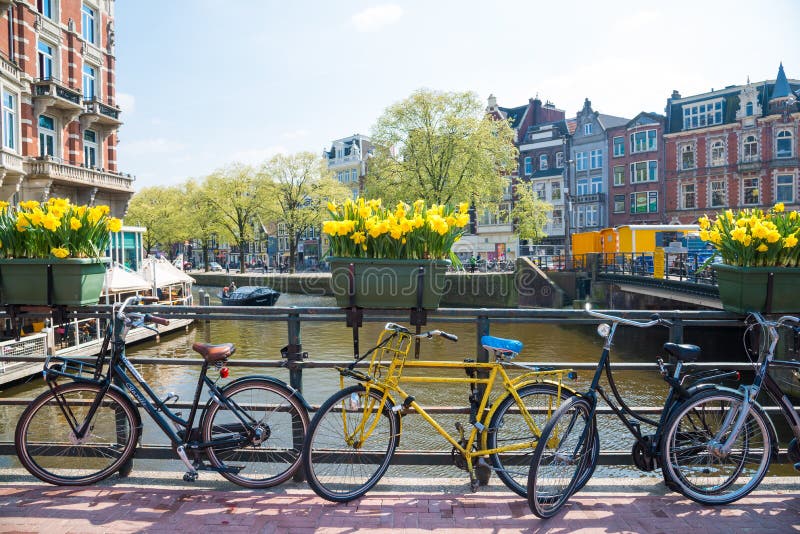 Bikes on the Bridge in Amsterdam Netherlands Editorial Photo - Image of ...