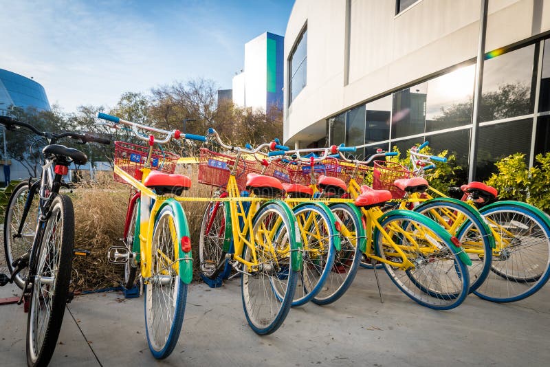 Bikes at Googleplex - Google Headquarters Editorial Stock Photo - Image ...