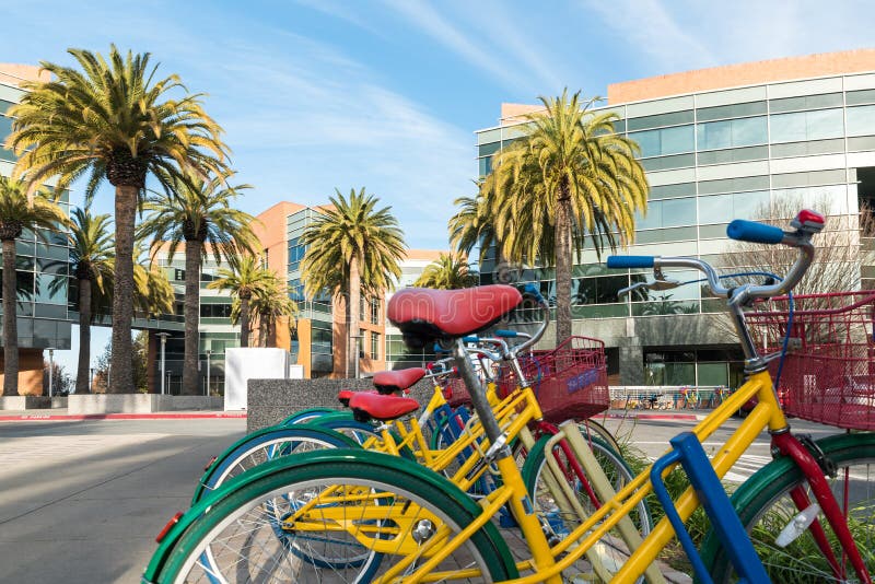 Bikes at Googleplex - Google Headquarters Editorial Stock Photo - Image ...