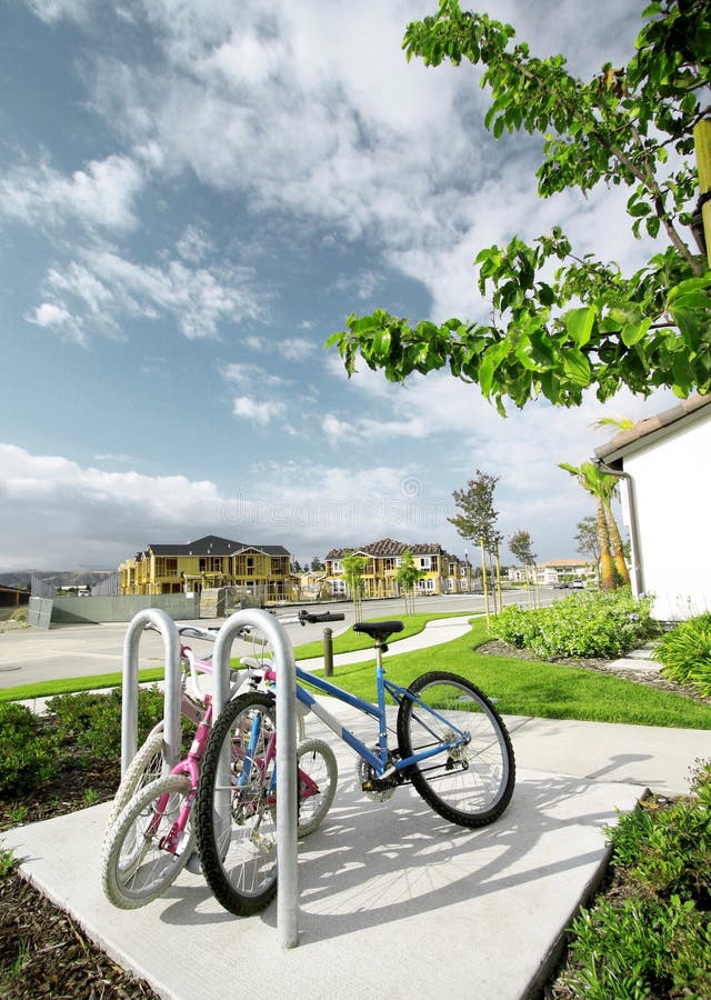 Couple riding bikes. stock image. Image of houses, carolina - 3470493