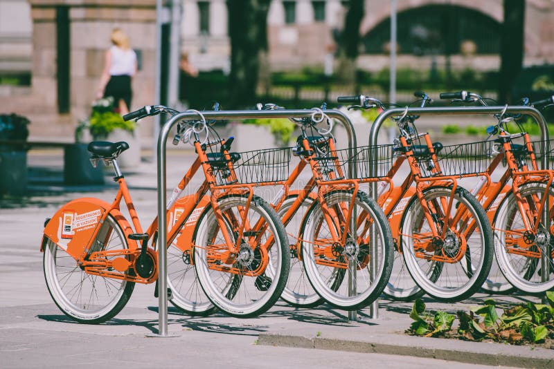 Bikes for rent editorial stock image. Image of outdoors - 72402404