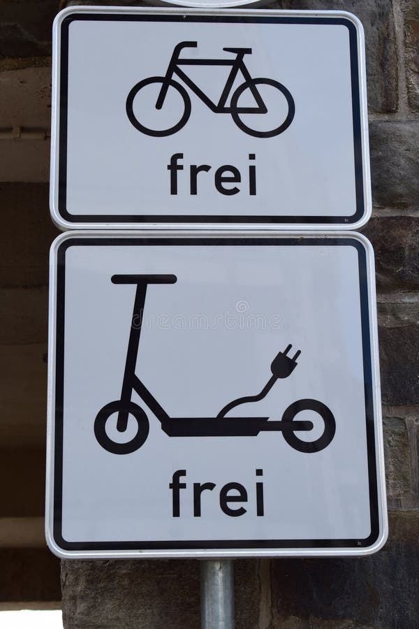 Bikes and Scooters Allowed Sign in German Language Stock Image - Image ...