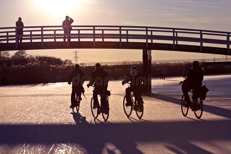 Biking in Winter in the Netherlands Stock Image - Image of training ...