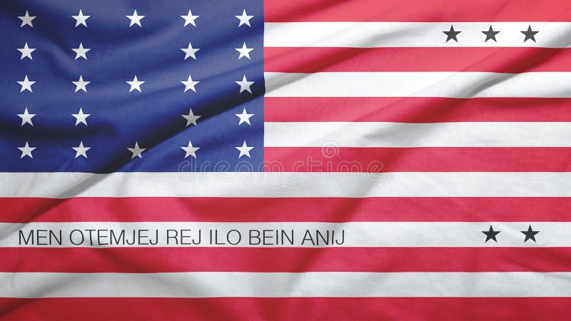 Bikini Atoll Flag Ruffled Beautifully Waving Macro Close-Up Shot Stock ...