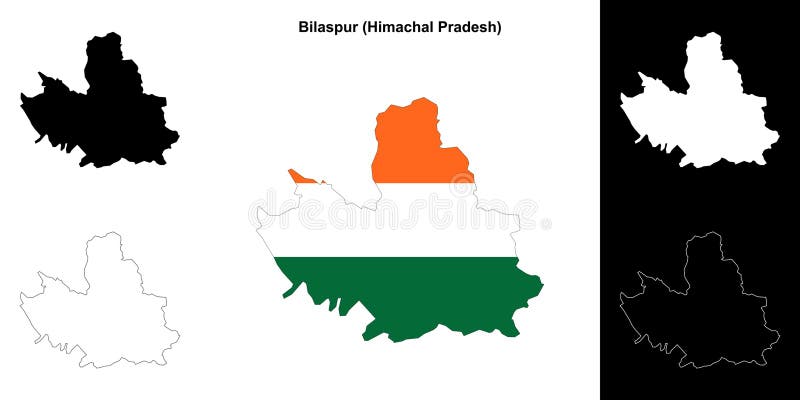 Bilaspur outline map stock vector. Illustration of indian - 368827176