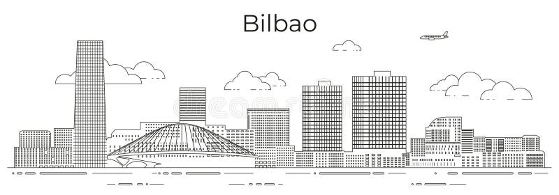 Bilbao Cityscape Line Art Vector Illustration Stock Vector ...